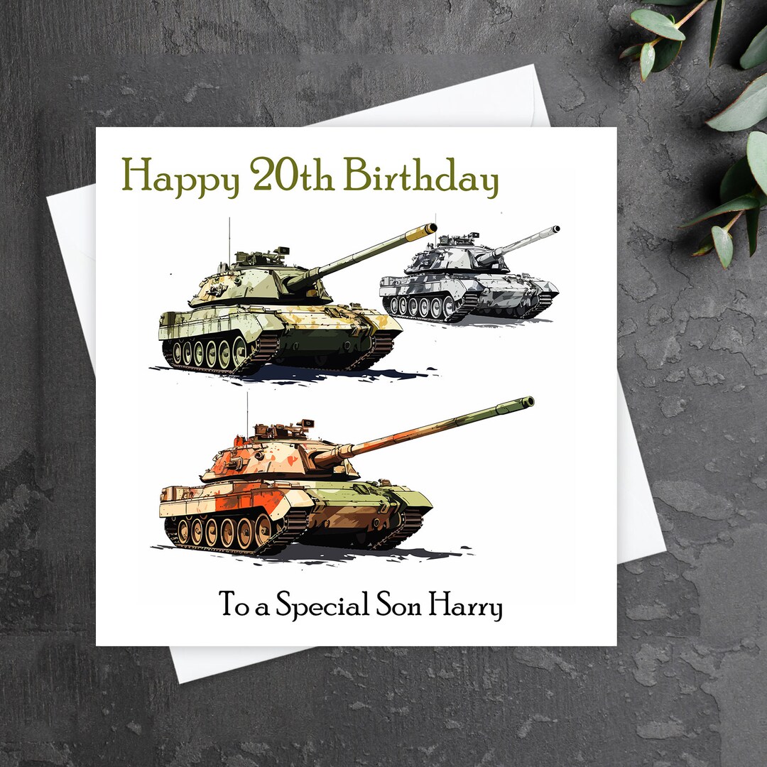 Personalised Tank Birthday Card, Personalised Birthday Card, Army Tank ...