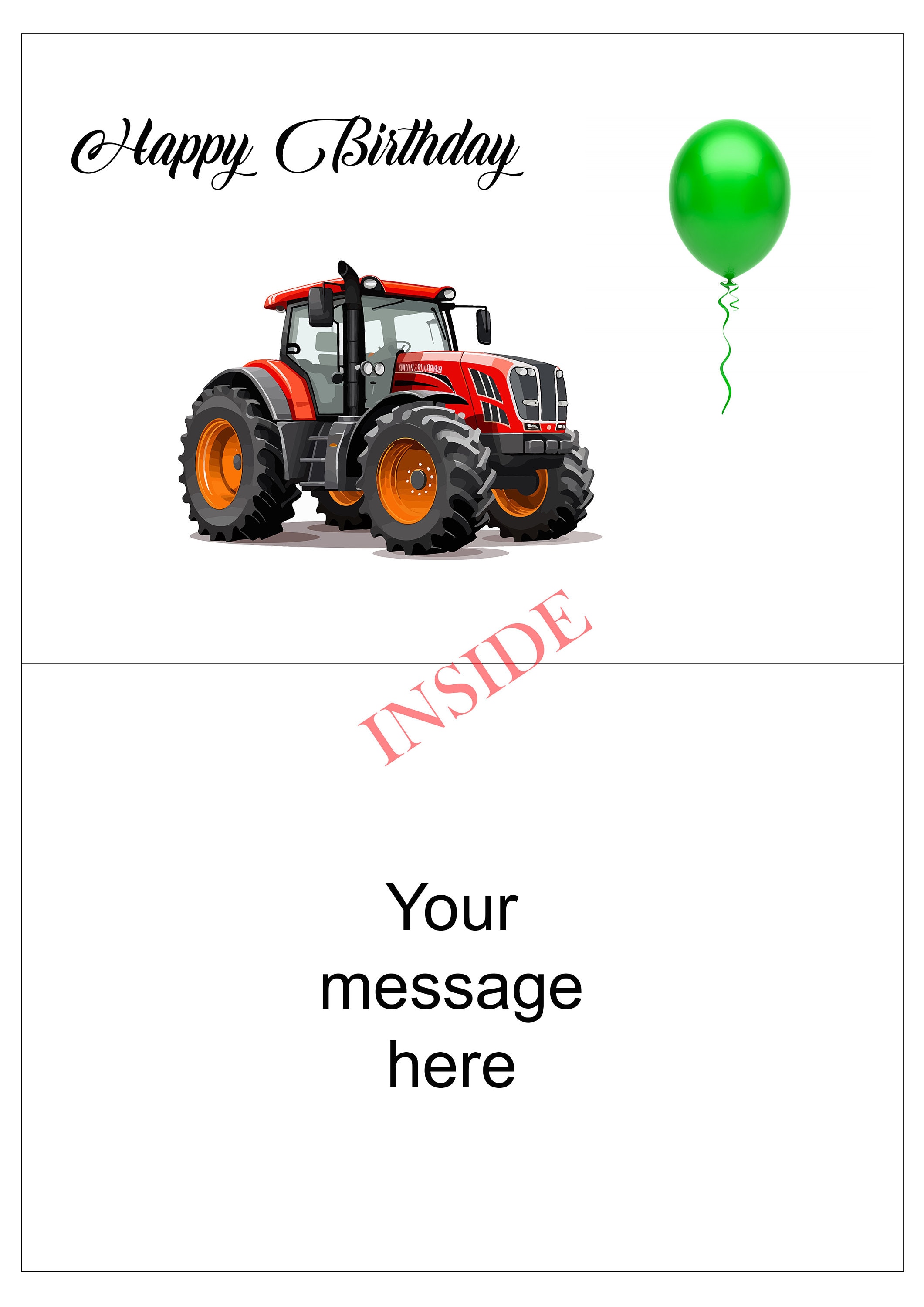 Personalised Happy Birthday Tractor Card Greeting Tractors Farmer Dad ...