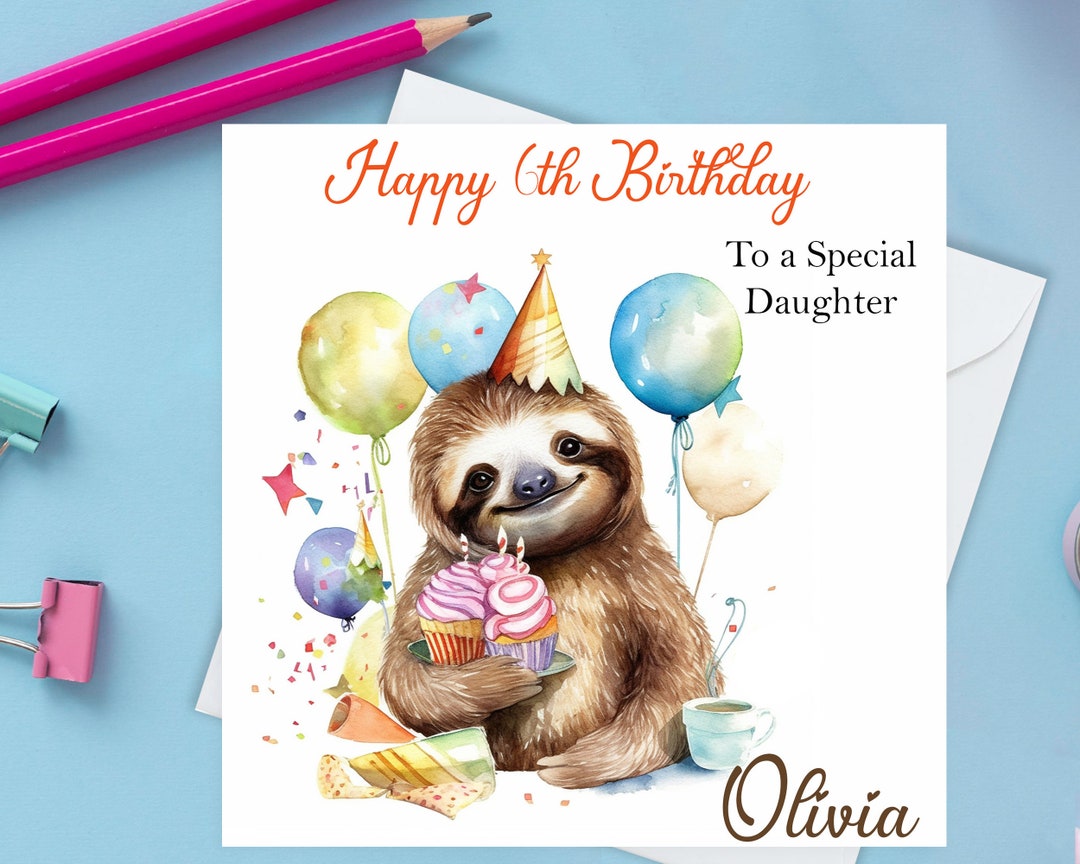 Personalised Sloth Birthday Card Personalized Sloth Card Sloth Card ...