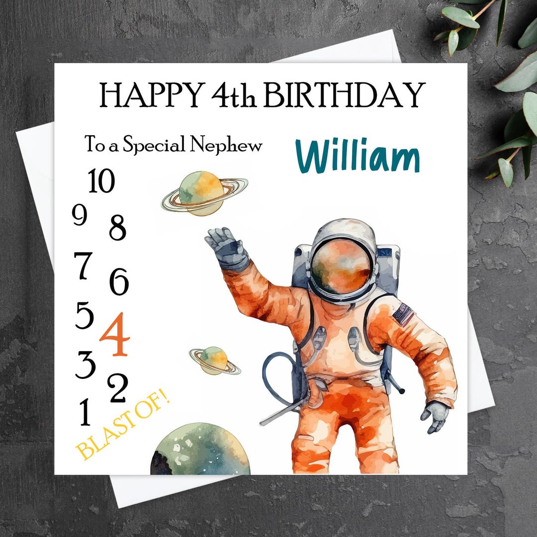 Personalised Spaceman Birthday Card, Astronaut Birthday Card for Boy ...