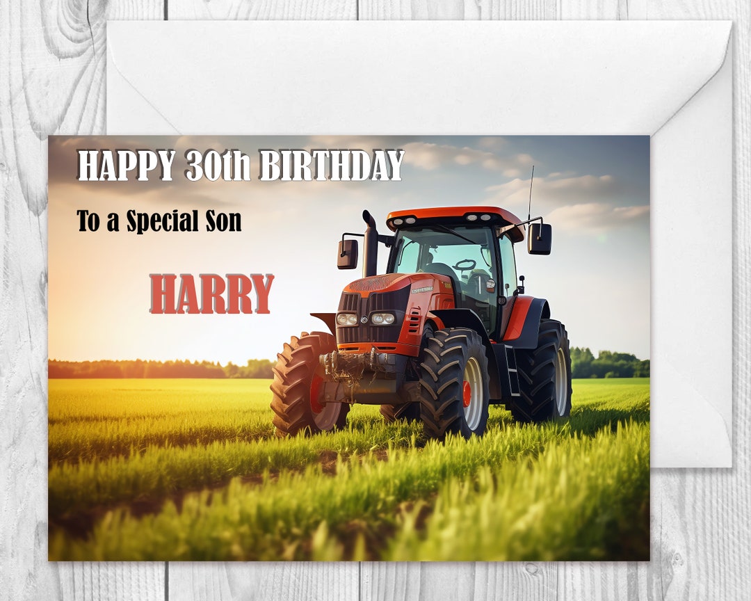 Personalised Happy Birthday Tractor Card Greeting Tractors Farmer Dad ...