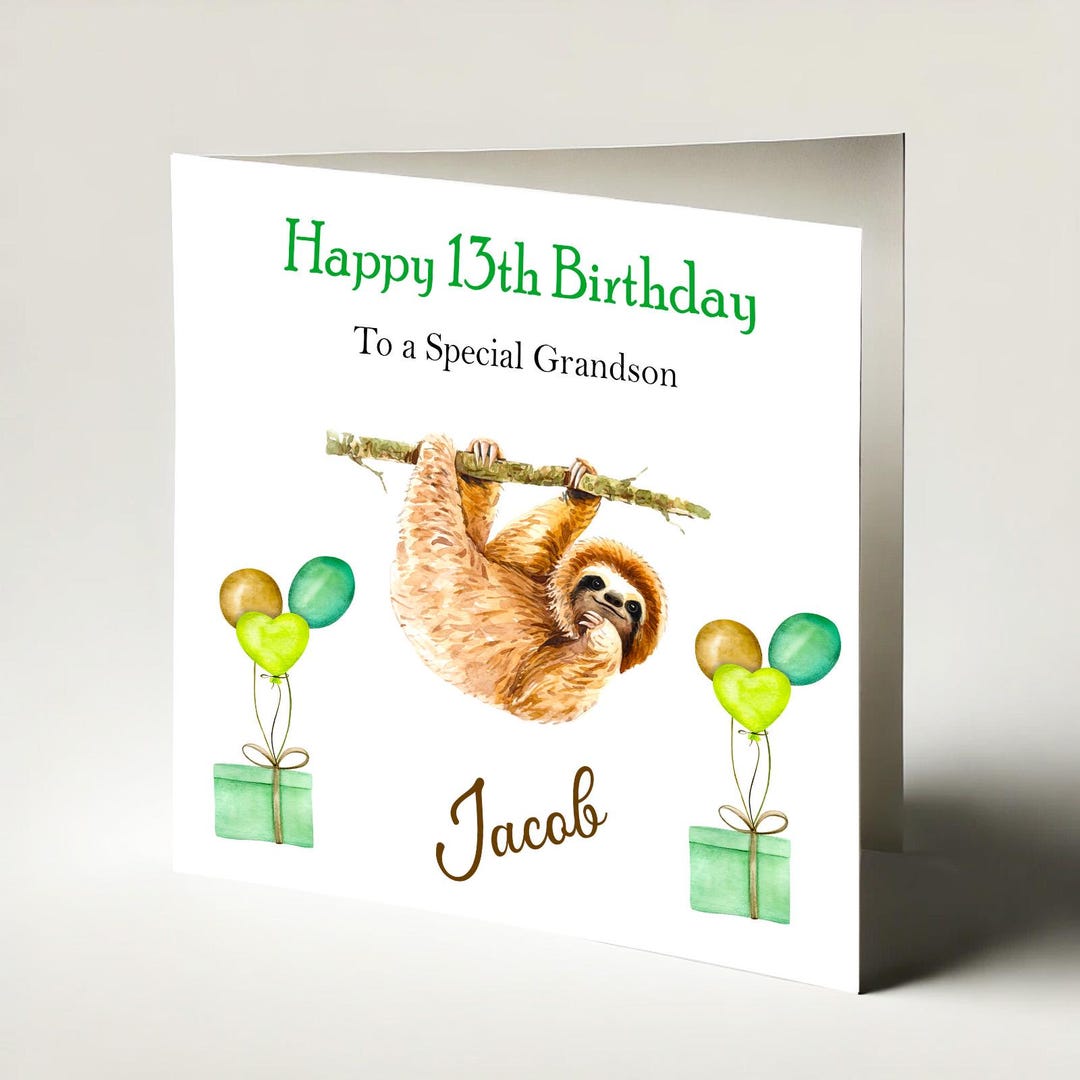 Personalised SLOTH Birthday Card - SLOTH Card - Personalised Card - Age ...