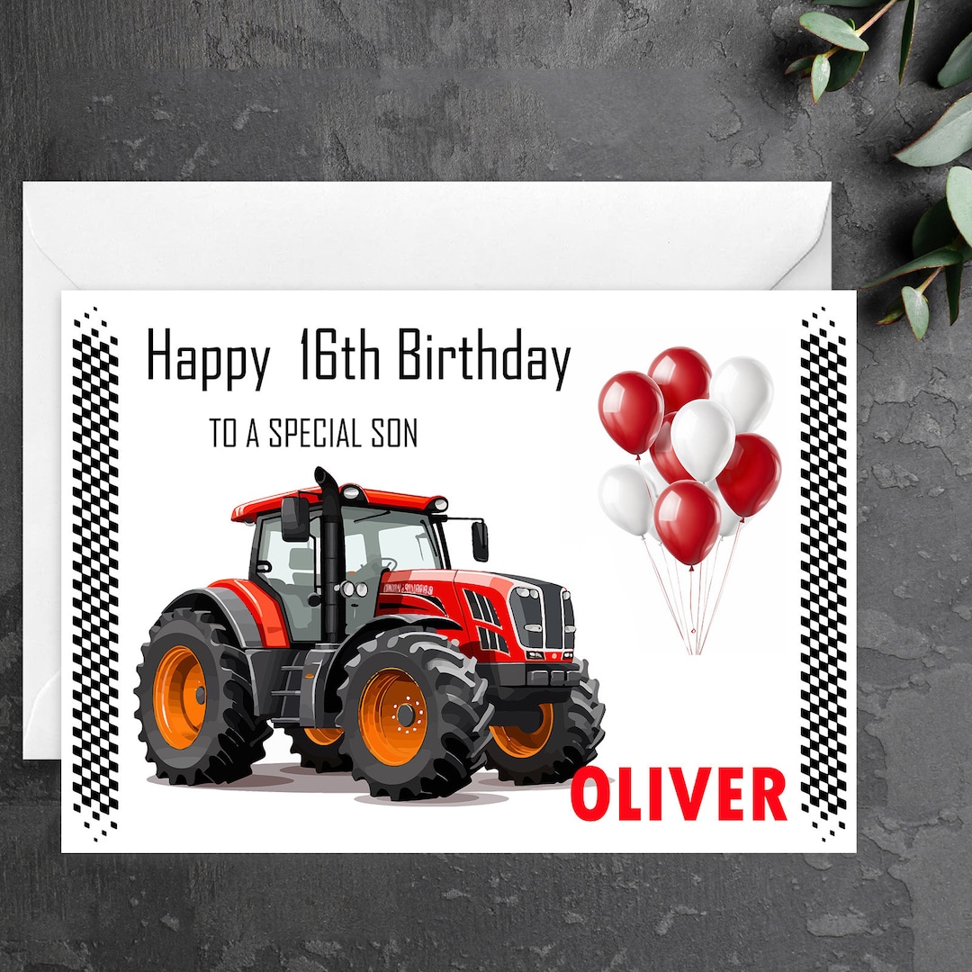 Personalised Happy Birthday Tractor Card Greeting Tractors Farmer Dad ...