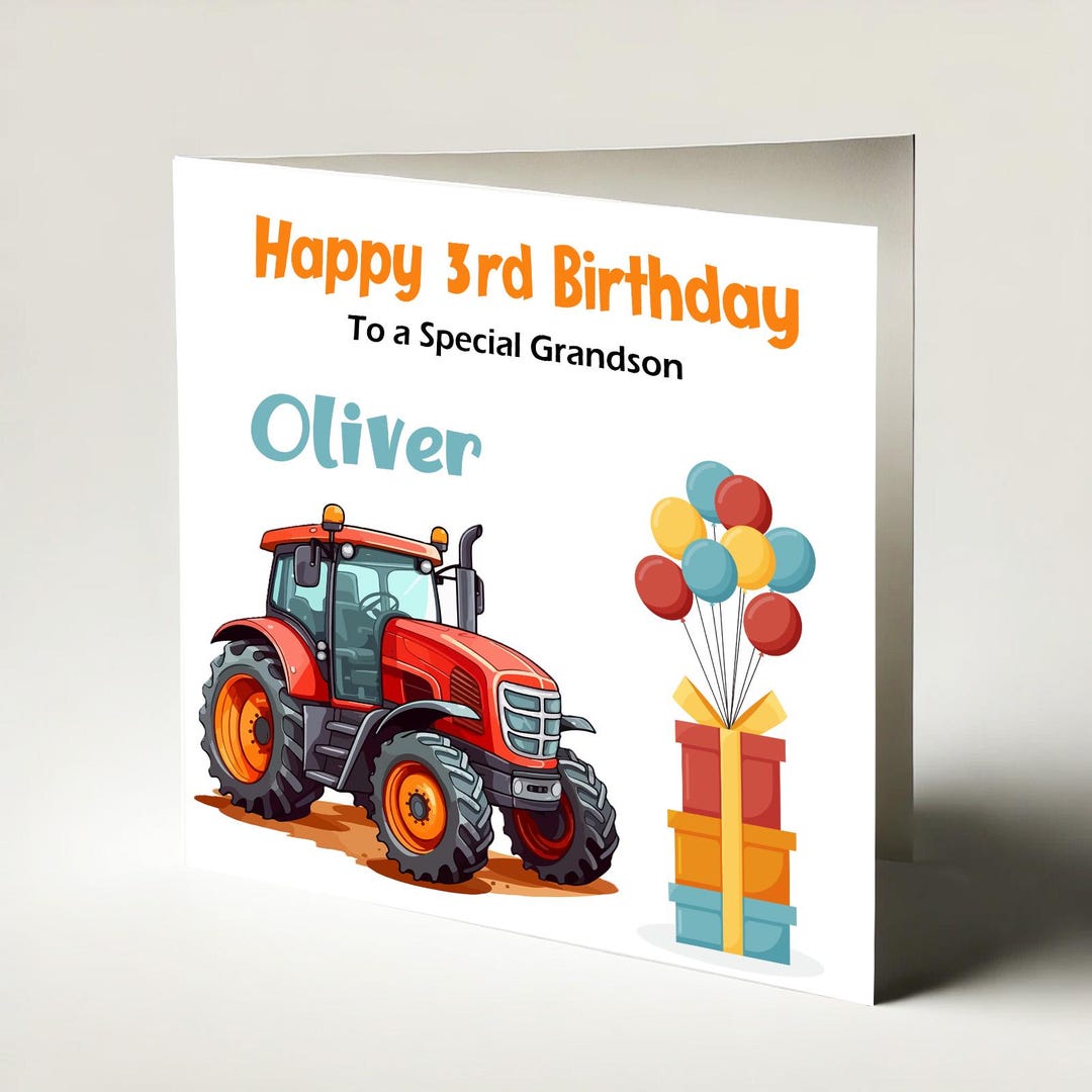 Personalised Happy Birthday Tractor Card Greeting Tractors Farmer Dad ...