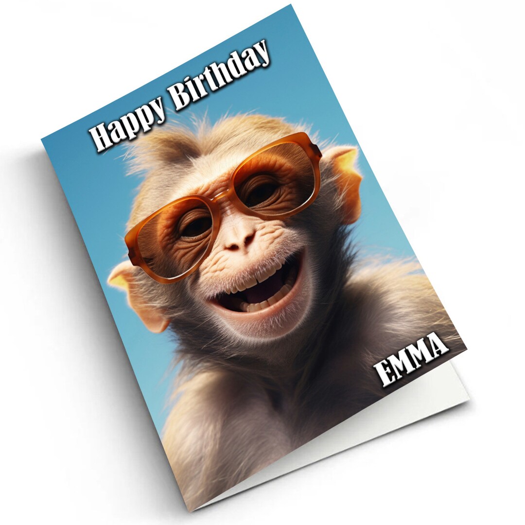 Happy Birthday Chimpanzee Card Funny Chimpanzee Birthday Greeting for ...