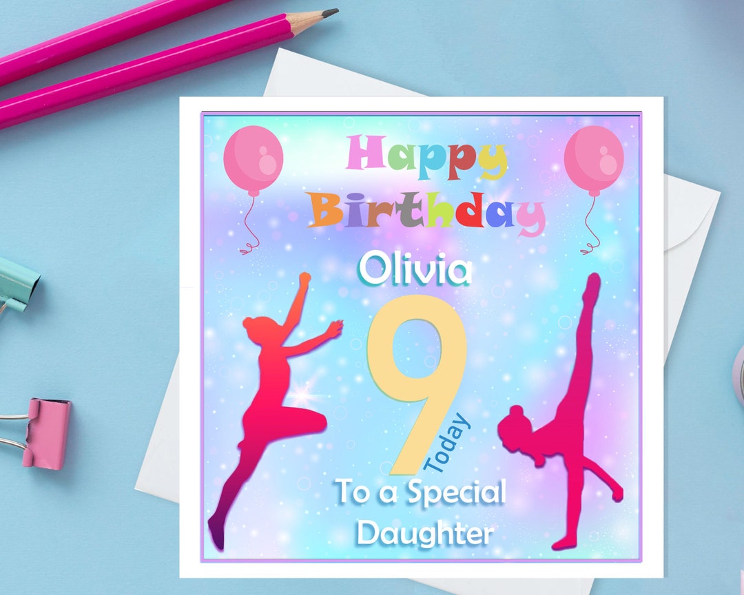 Personalized Gymnast Birthday Card: Gymnastics Girl Greeting Card - Etsy