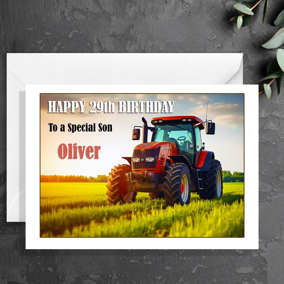 Personalised Happy Birthday Tractor Card Greeting Tractors Farmer Dad ...