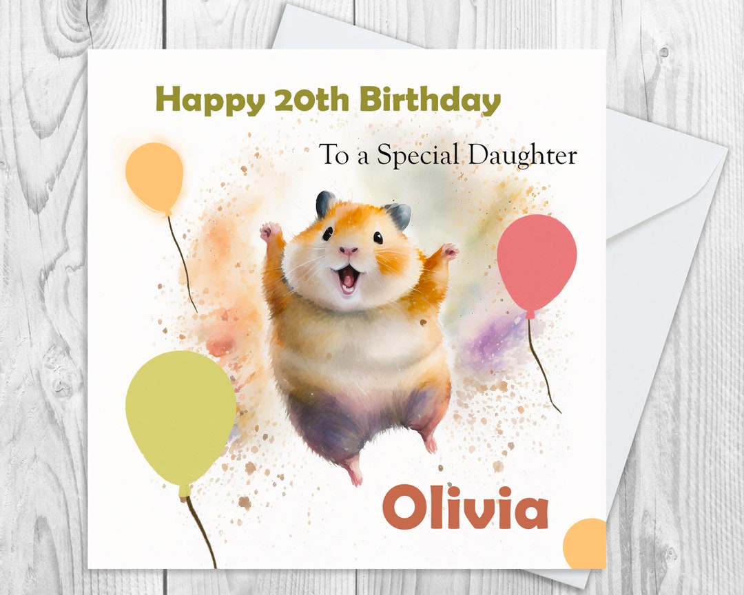 Personalised Cute Hamster Birthday Card, Special Daughter Card ...