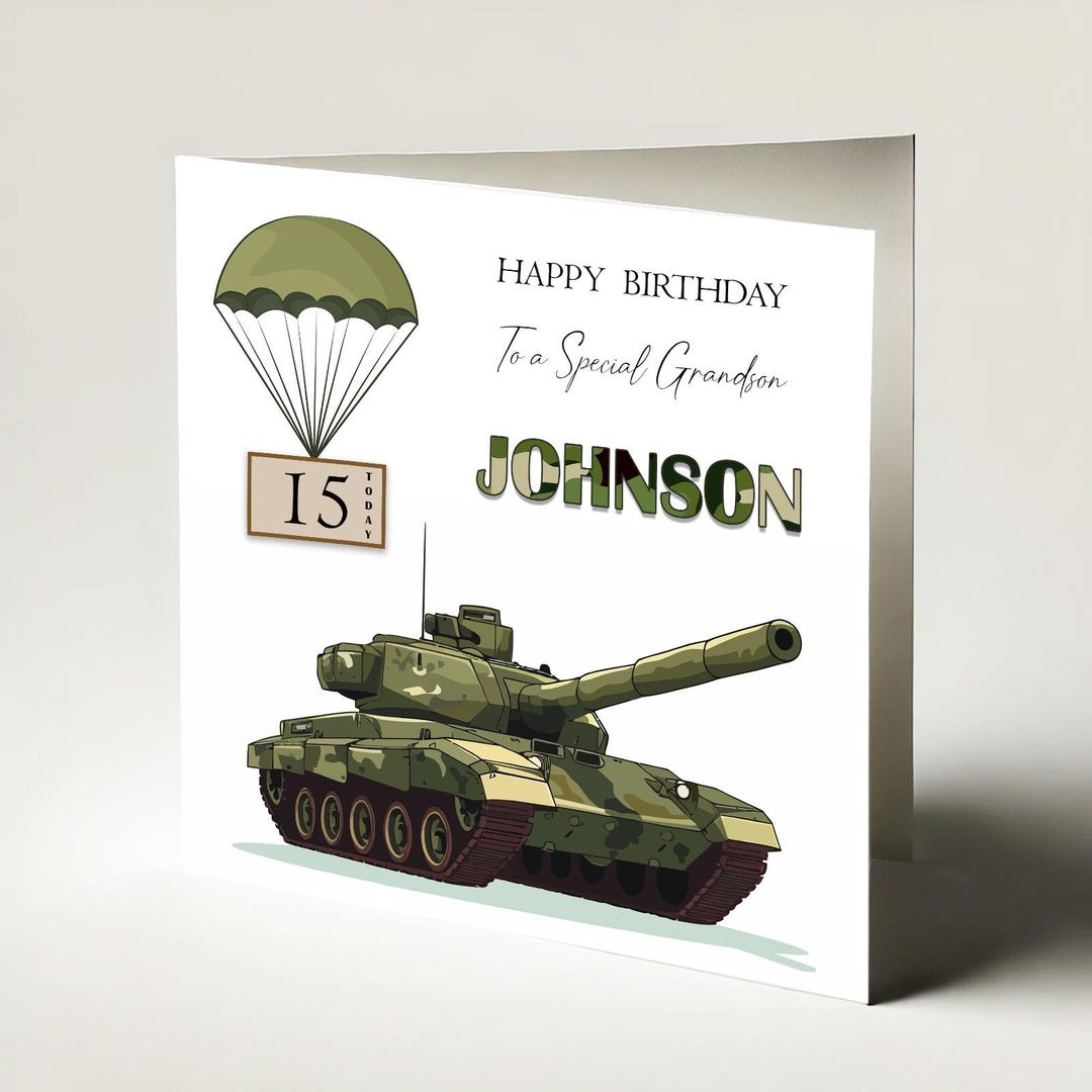 Personalized Army Tank Birthday Card: Son, Grandson, Friend - Etsy