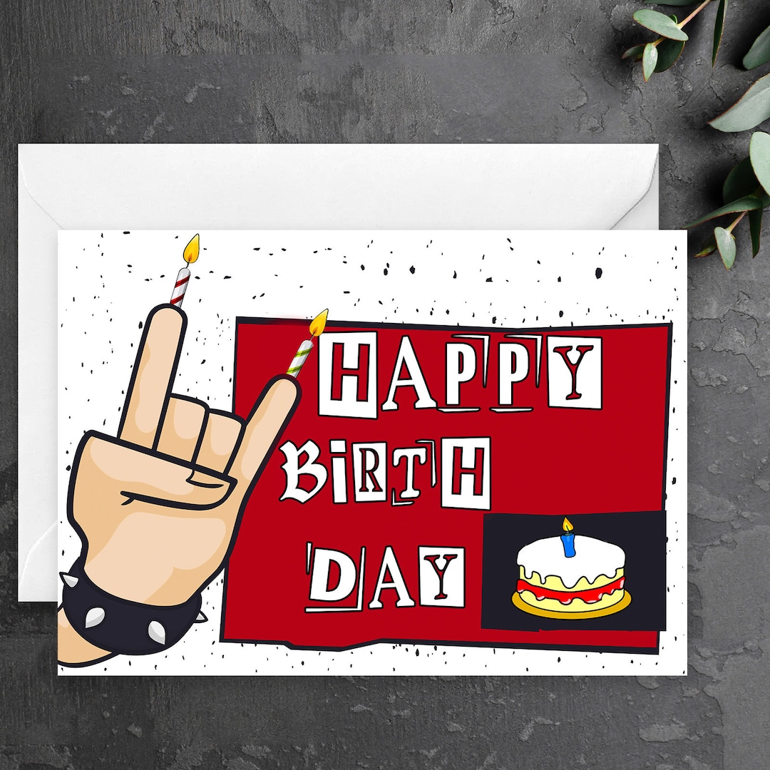 Rock Heavy Metal Birthday Card - Male Female Men Ladies Teenager Boy ...