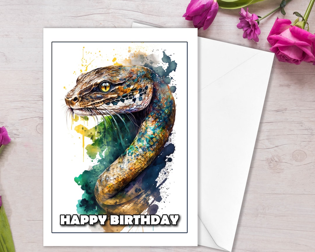 Snake Birthday Card, Happy Birthday, Snake Gift, Snake Birthday ...