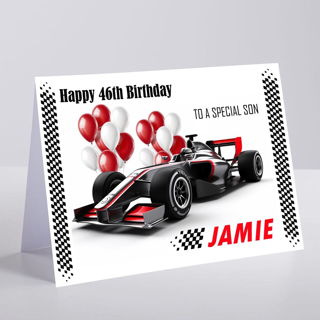 Personalized Racing Car Birthday Card: F1 Grand Prix Card - Etsy