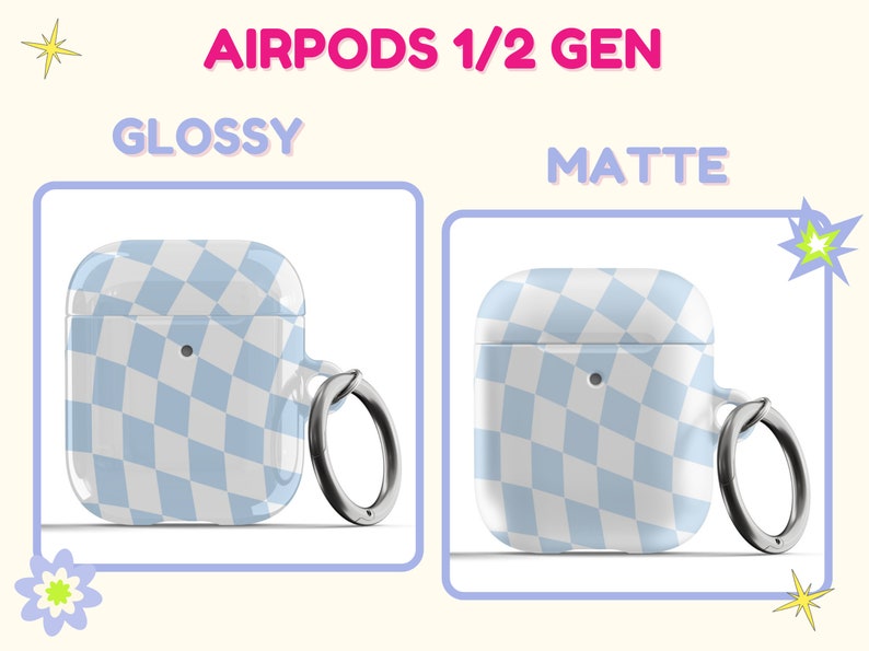 Blue Wavy Checkered Airpods Case Light Blue Aesthetic Preppy Protective ...