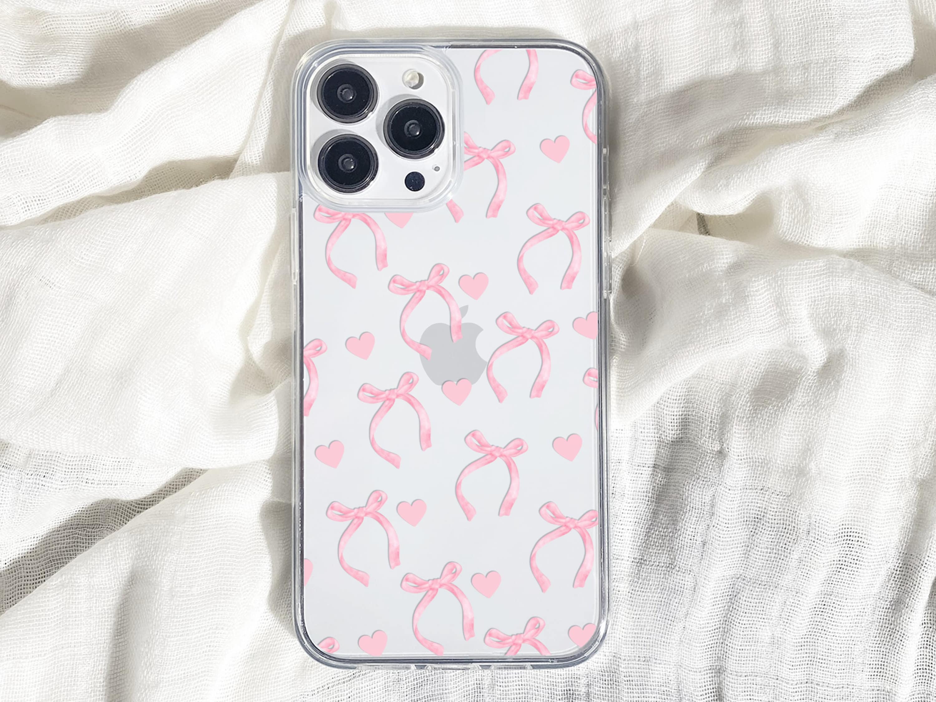 Bows Coquette Pink Clear Phone Case for iPhone 15 Plus 14 Pro Max 12 13 ...