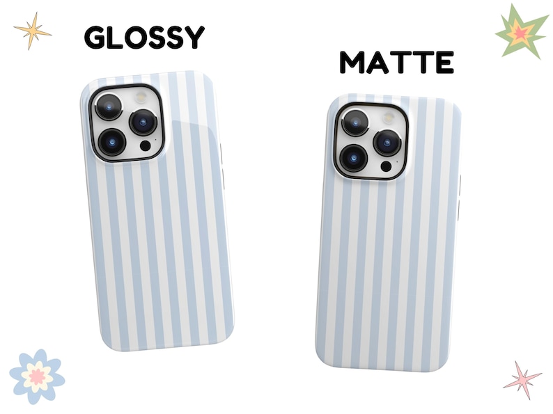 Blue Striped Phone Case Pastel Summer Colors Aesthetic Cute Cover for ...