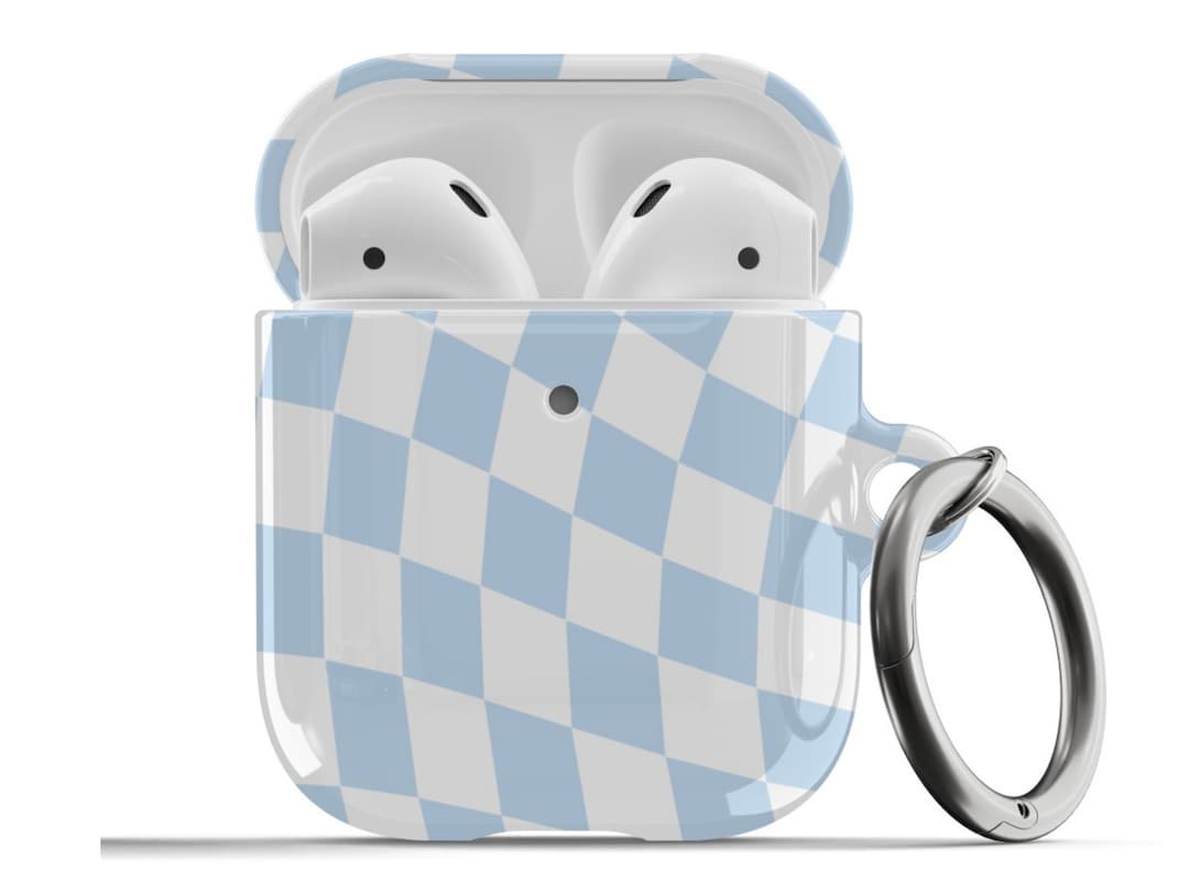 Blue Wavy Checkered Airpods Case Light Blue Aesthetic Preppy Protective ...