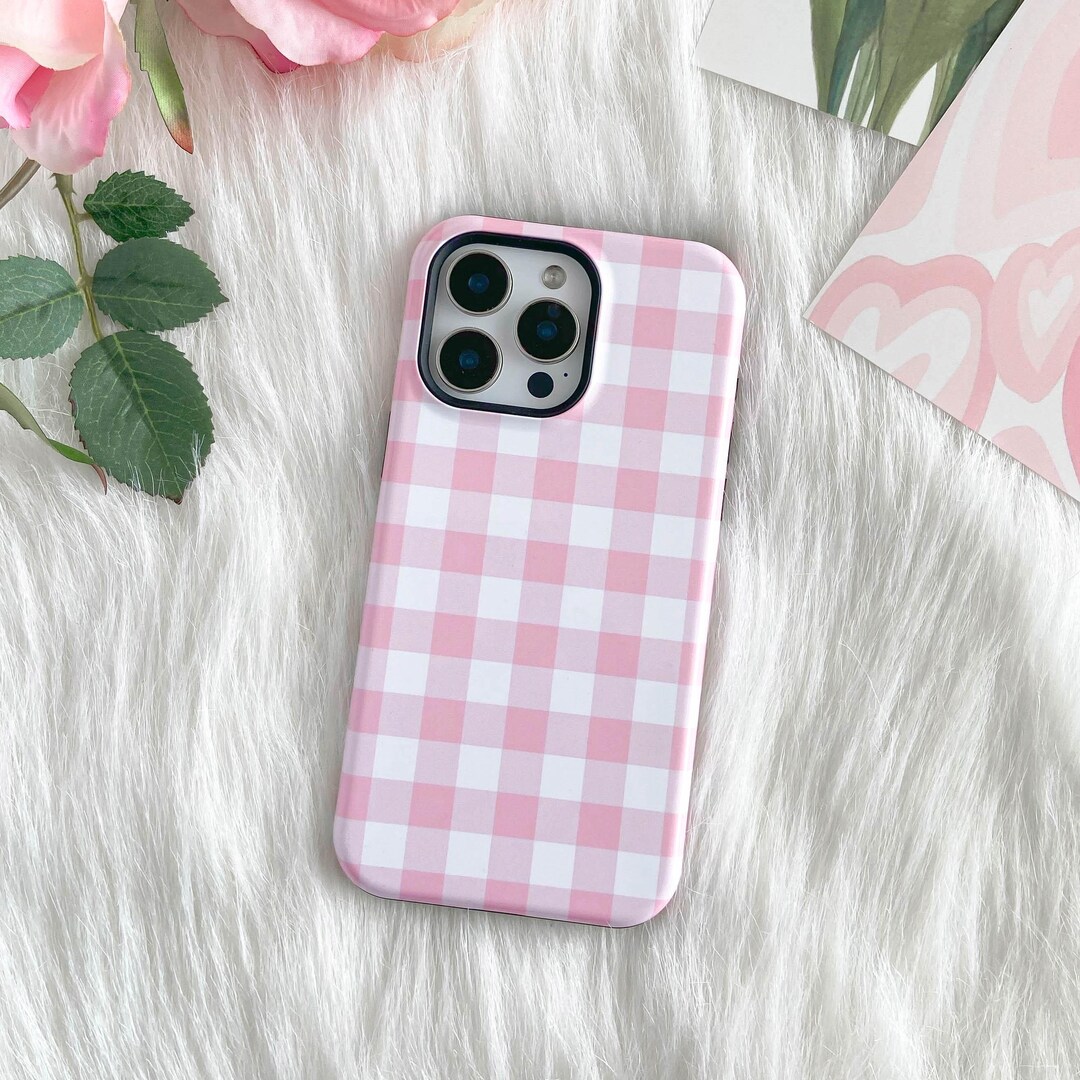 Pink Gingham Phone Case Preppy for iPhone 16 15 Plus 14 Pro Max 12 13 ...