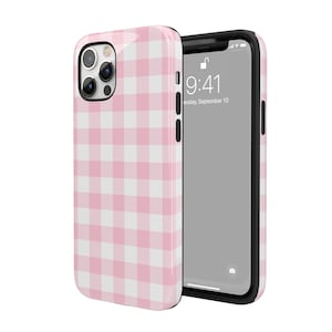 Pink Gingham Phone Case Preppy for iPhone 16 15 Plus 14 Pro Max 12 13 ...