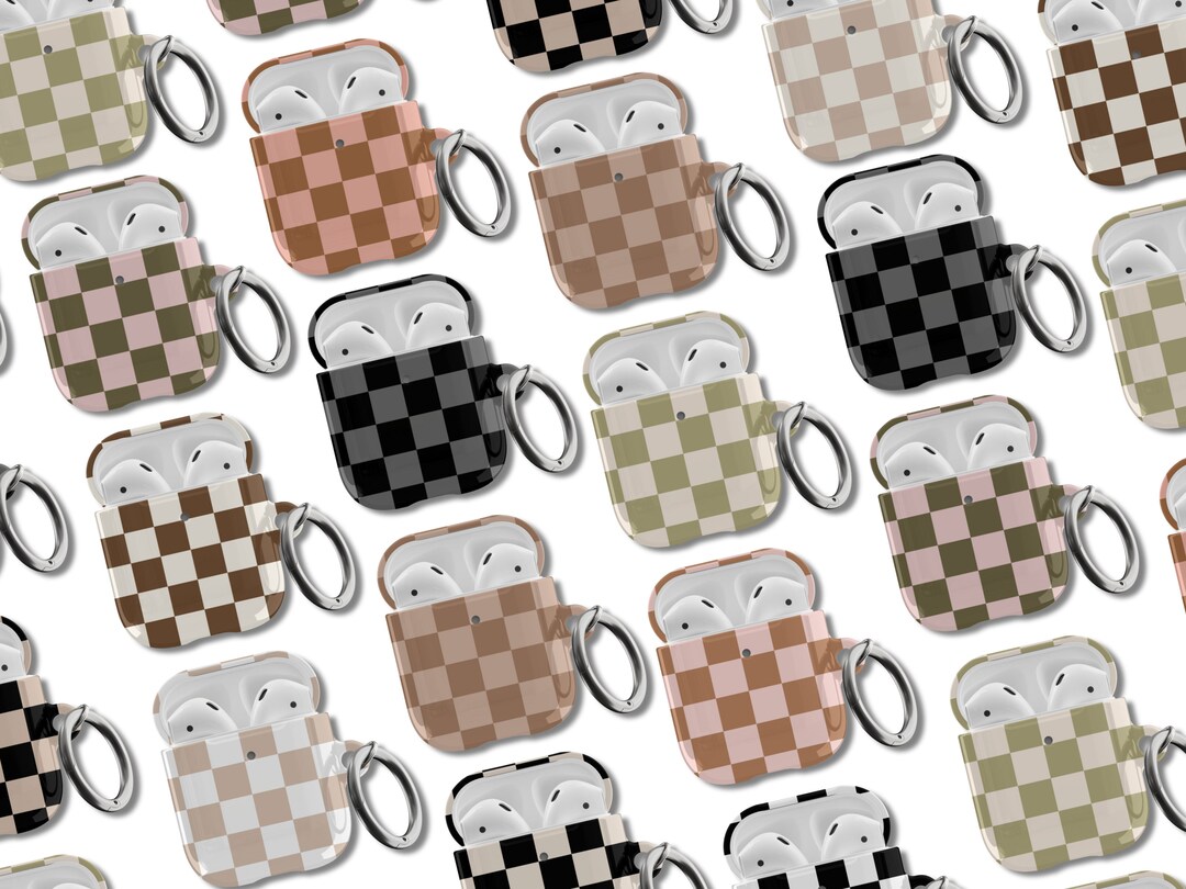 Boho Checkered Neutral Airpods Cases Earthy Brown Beige Retro ...