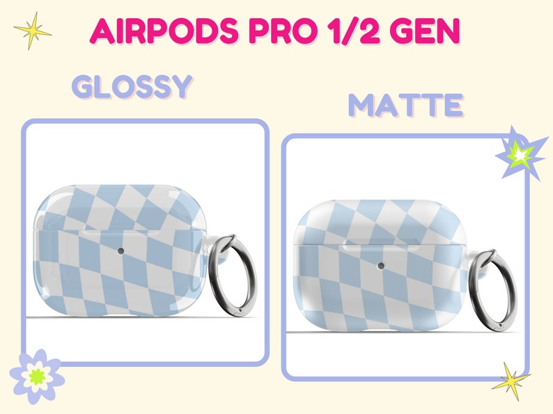 Blue Wavy Checkered Airpods Case Light Blue Aesthetic Preppy Protective ...