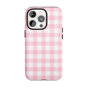 Pink Gingham Phone Case Preppy for iPhone 16 15 Plus 14 Pro Max 12 13 ...