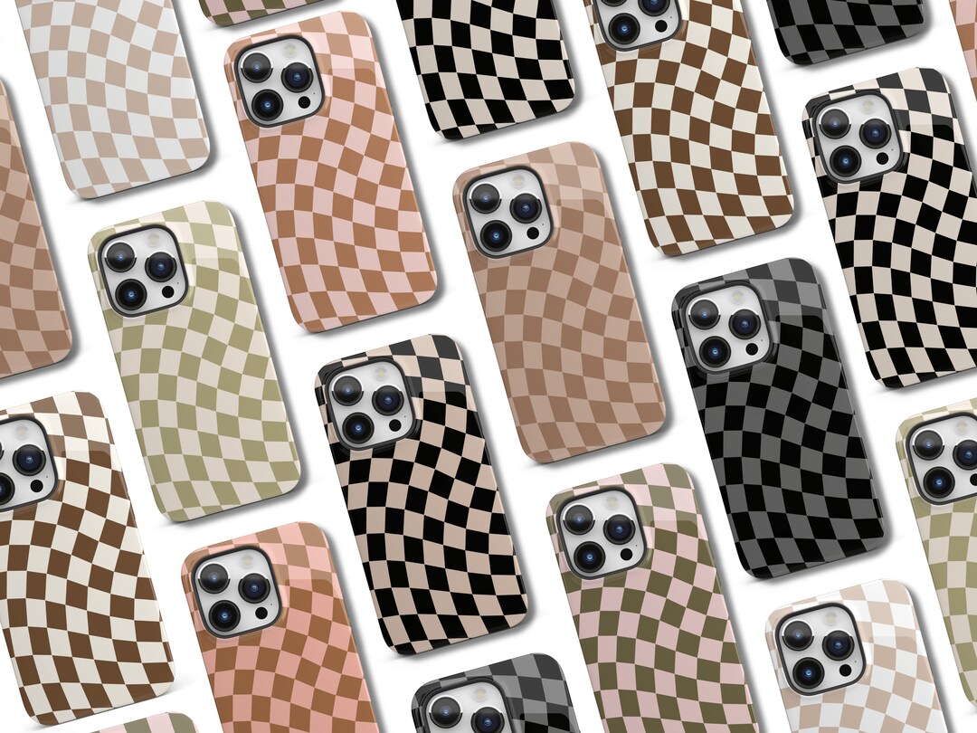 Boho Wavy Checkered Phone Cases Protective Brown Earthy Neutral for ...