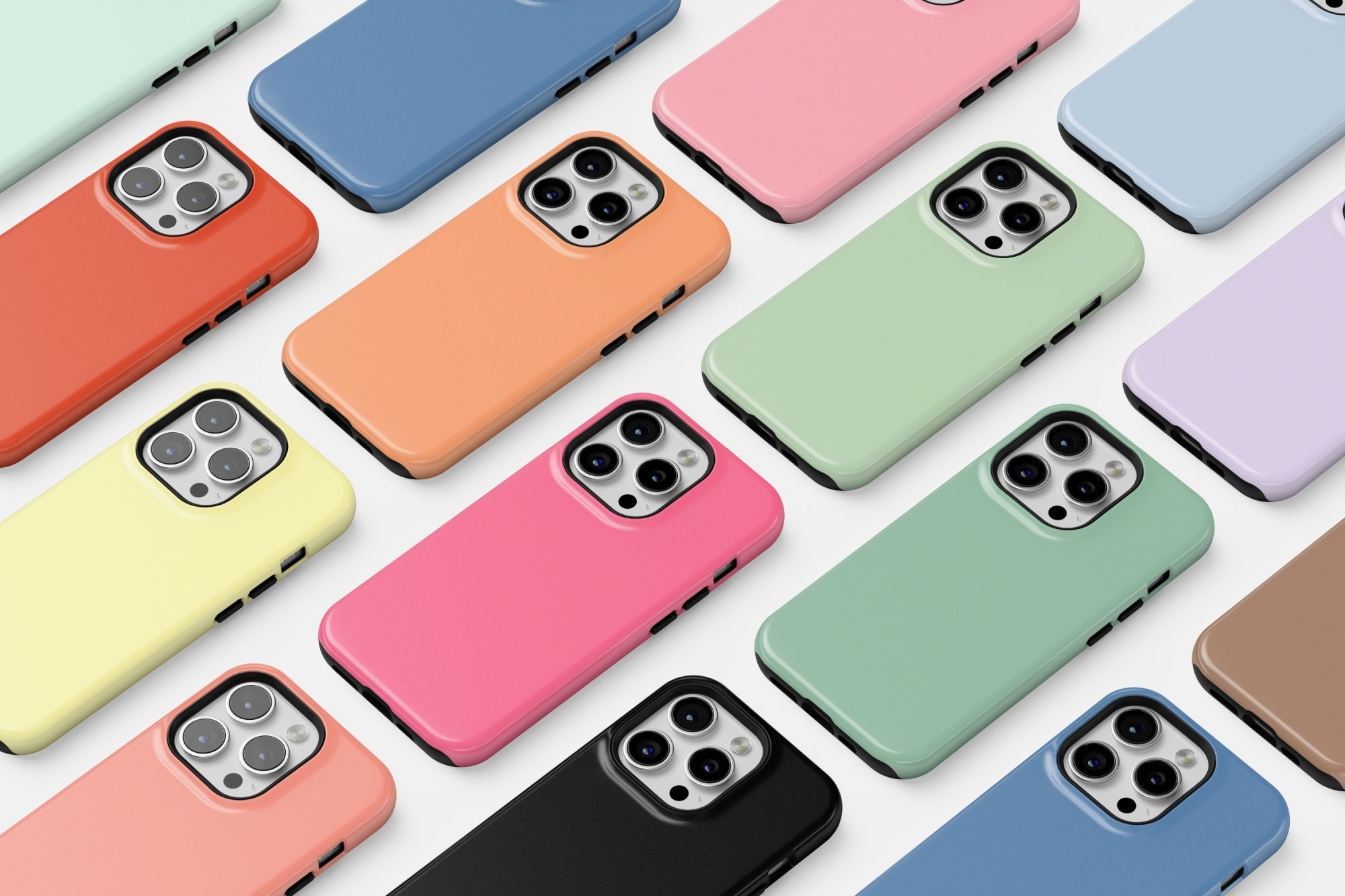 Solid Colors Phone Cases 30 Colors Simple Minimalistic for iPhone 16 15 ...