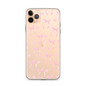 Bows Coquette Pink Clear Phone Case for iPhone 16 15 Plus 14 Pro Max 12 ...