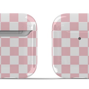 Pink Checkered Airpods Case Pastel Aesthetic Protective Cover for ...