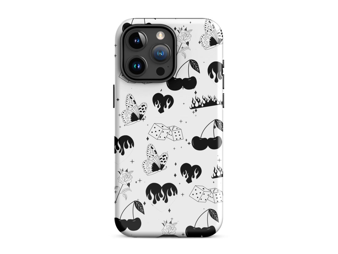 Gothic Edgy Phone Case Flames Dark Alt Grunge Goth Black White Cover ...