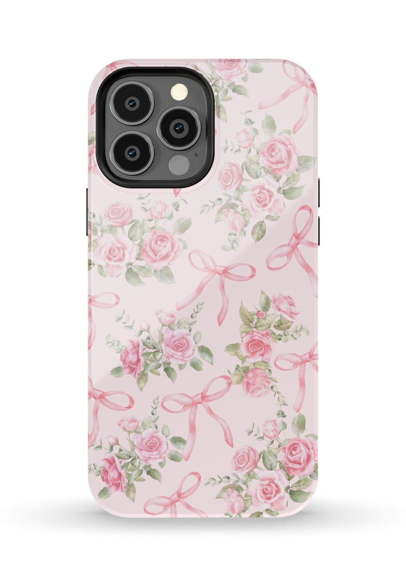 Bows Roses Phone Case Coquette Pink Ribbon Aesthetic Girly Cute ...