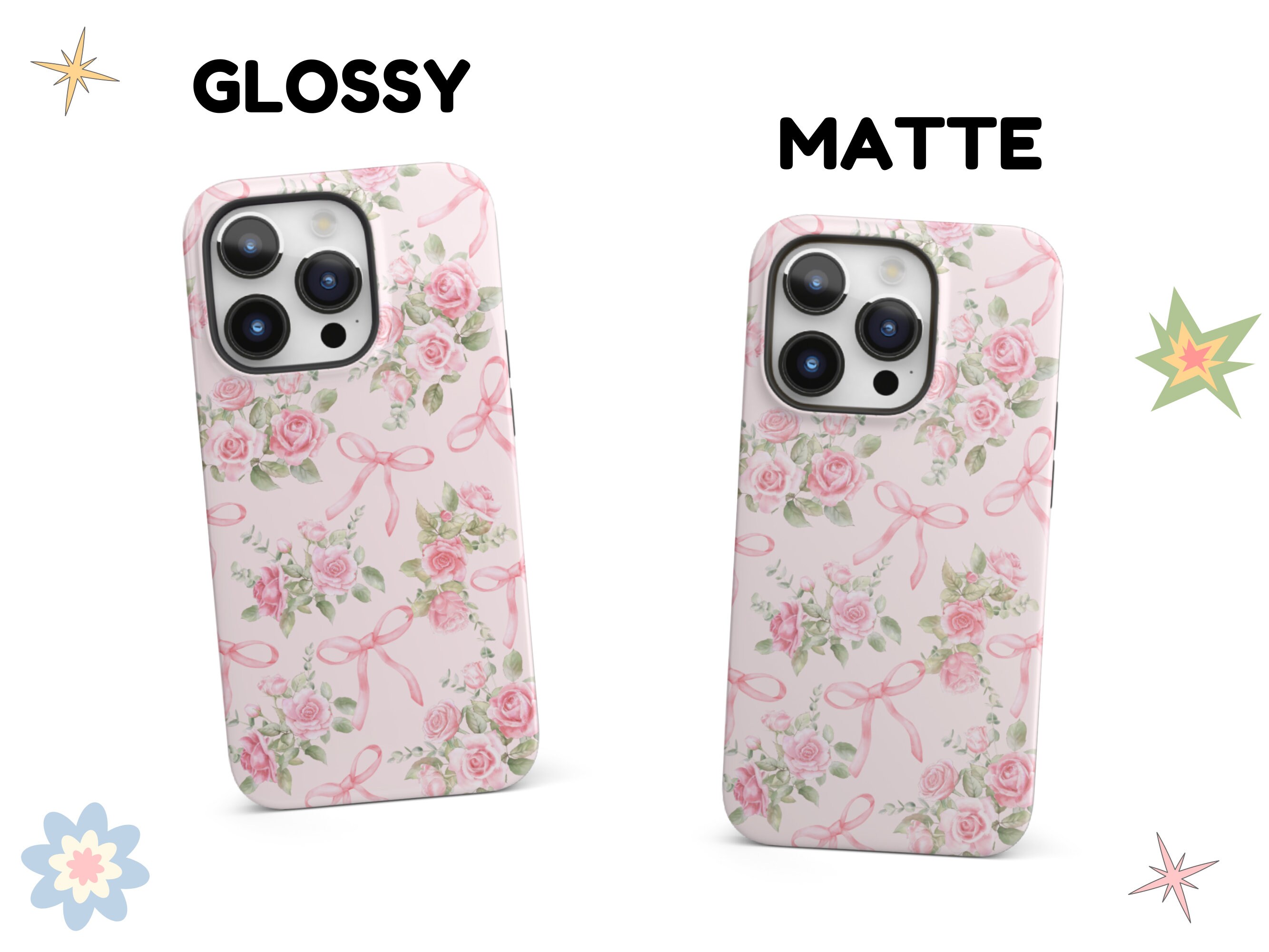 Bows Roses Phone Case Coquette Pink Ribbon Aesthetic Girly Cute ...