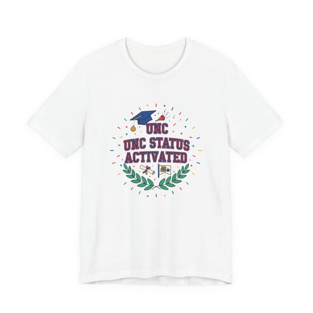 UNC Status Activated Tee | Varsity Crest, Midlife Humor - Etsy