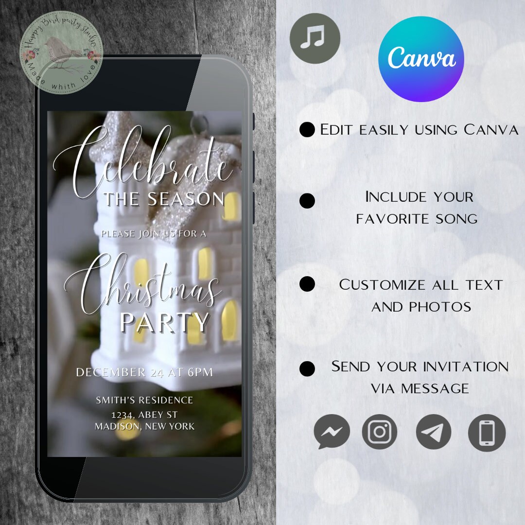 Animated Christmas Party Invite Editable Template With - Etsy