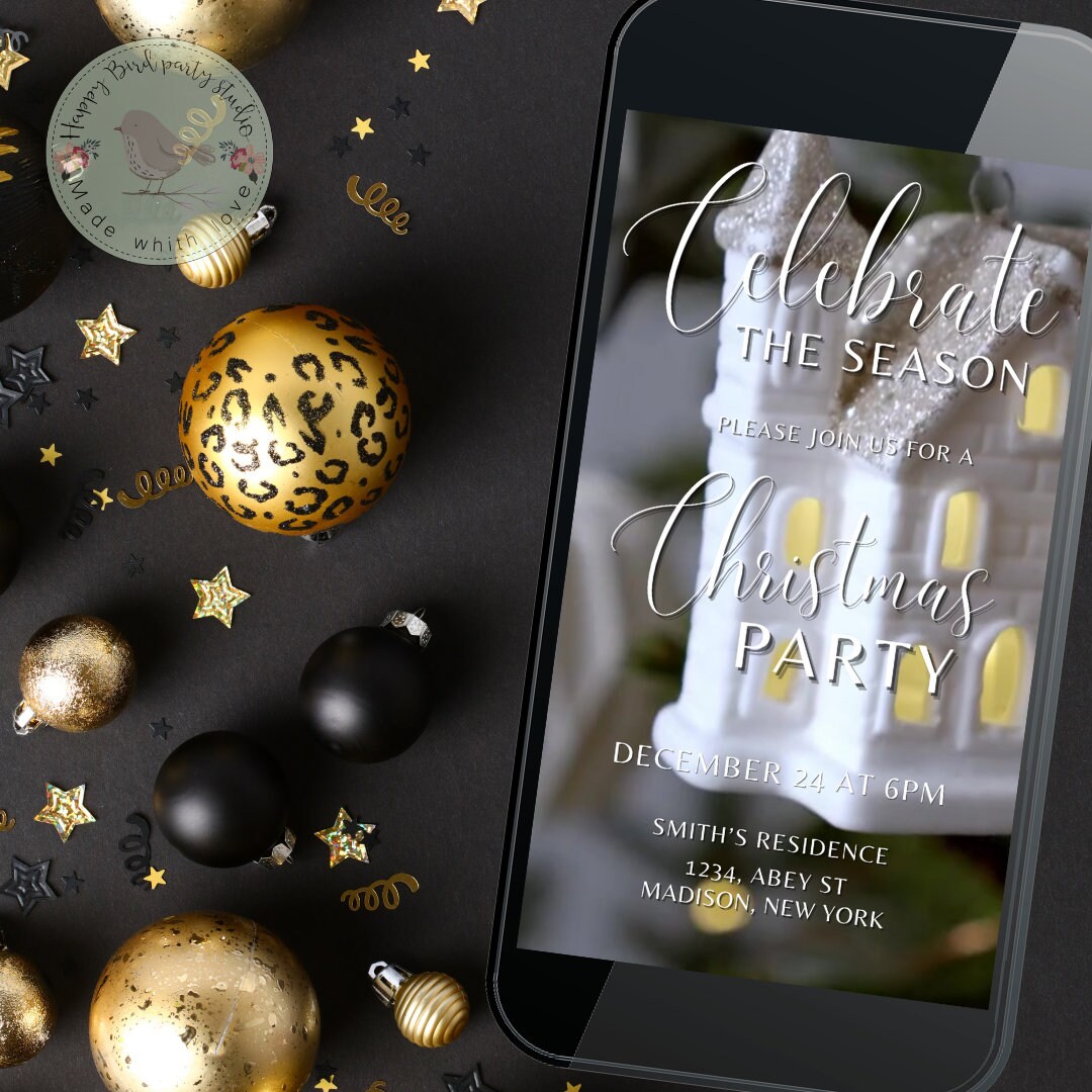 Animated Christmas Party Invite Editable Template With - Etsy