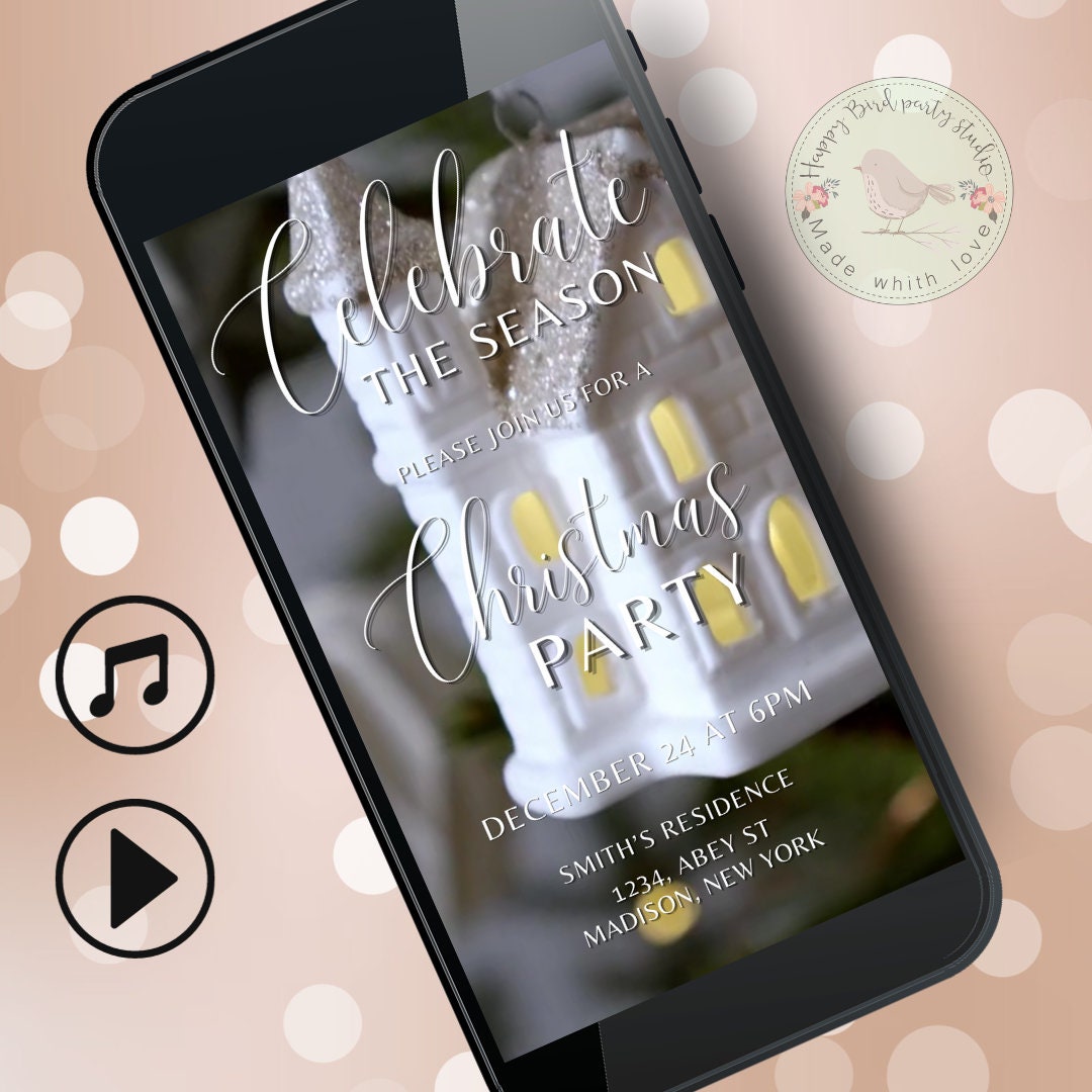 Animated Christmas Party Invite Editable Template With - Etsy