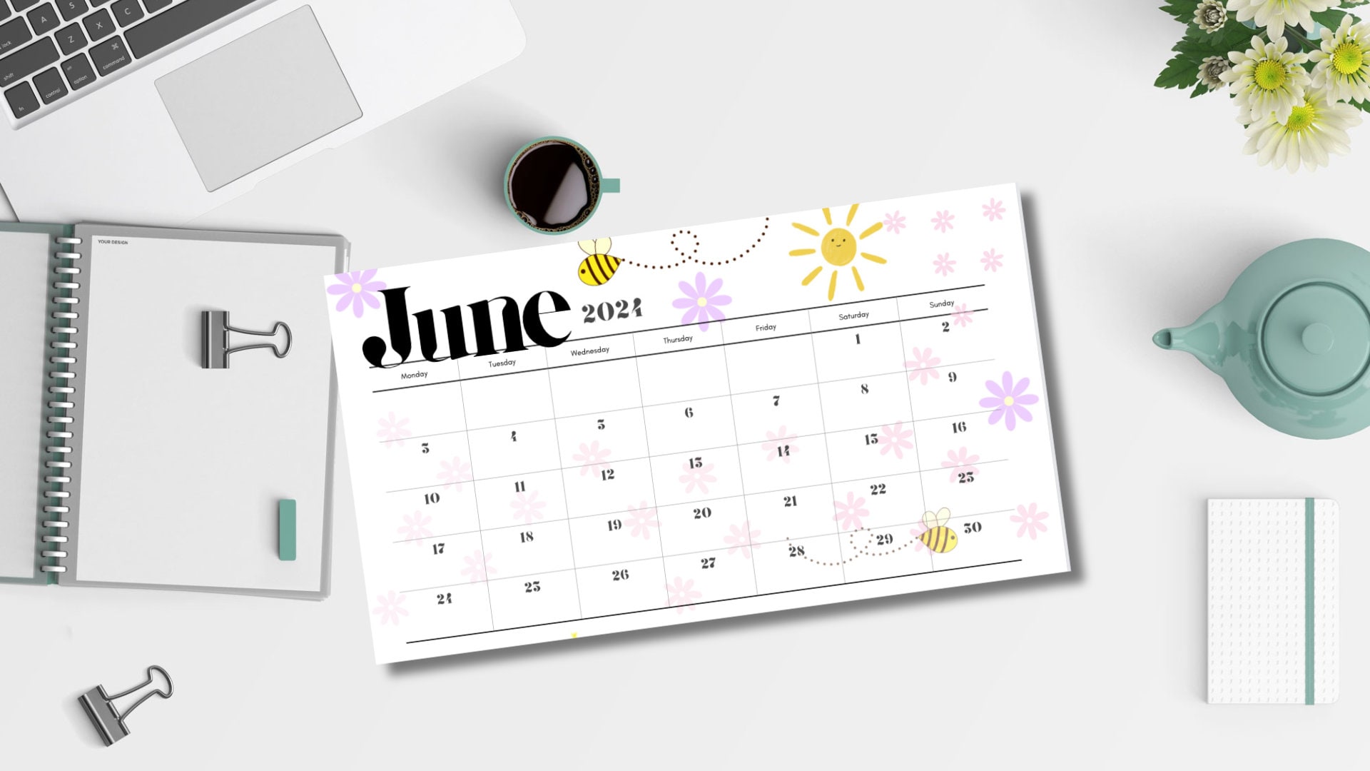EDITABLE June 2024 Calendar, Fillable Summer Planner, Monthly Schedule ...