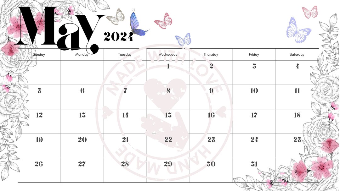 May 2024 Calendar, Fillable Spring Planner, Monthly Schedule for Kids ...