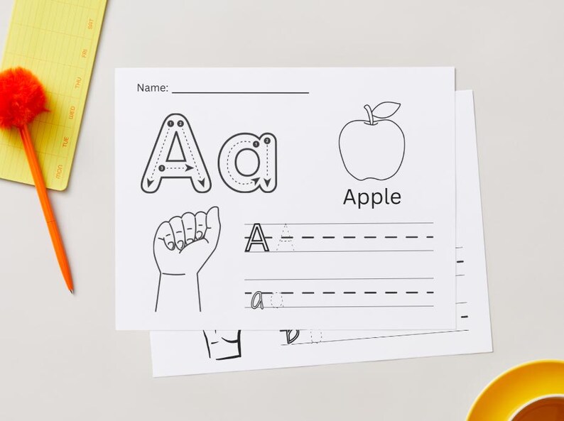 Alphabet Tracing Worksheets ASL Letter Pack A to E - Etsy
