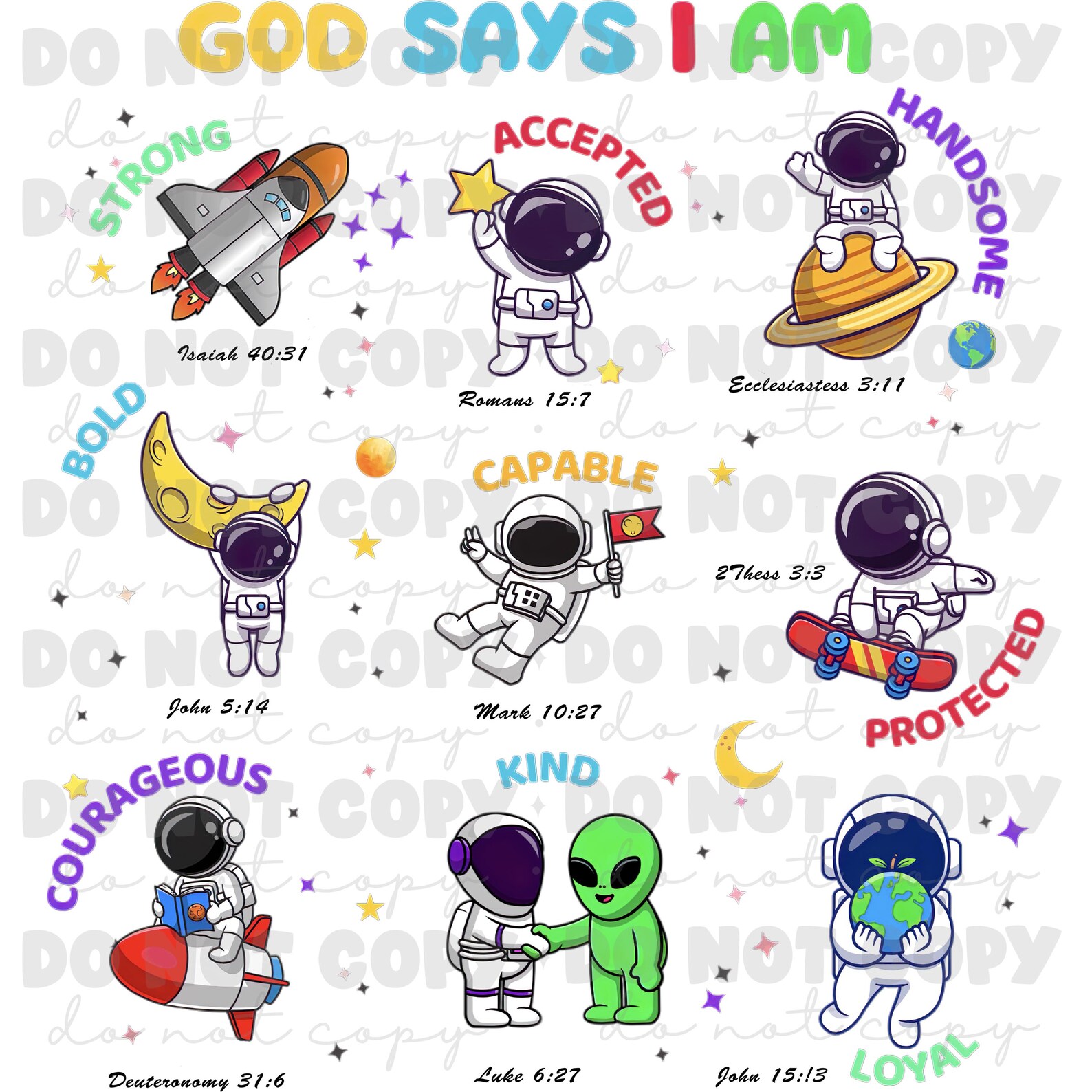 God Says Astronaut PNG, God Says I Am for Kids, Religious Words Toddler ...