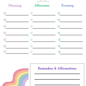 Daily Routine Planner & to Do List Printable PDF Schedule Rainbow ...