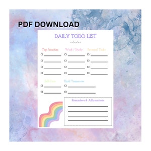 Printable Daily to Do Lists, Rainbow and Simple - Etsy