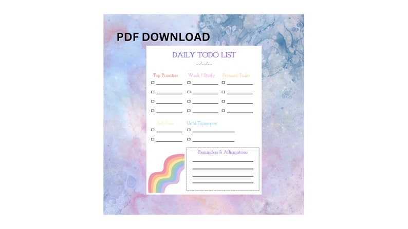 Printable Daily to Do Lists, Rainbow and Simple - Etsy
