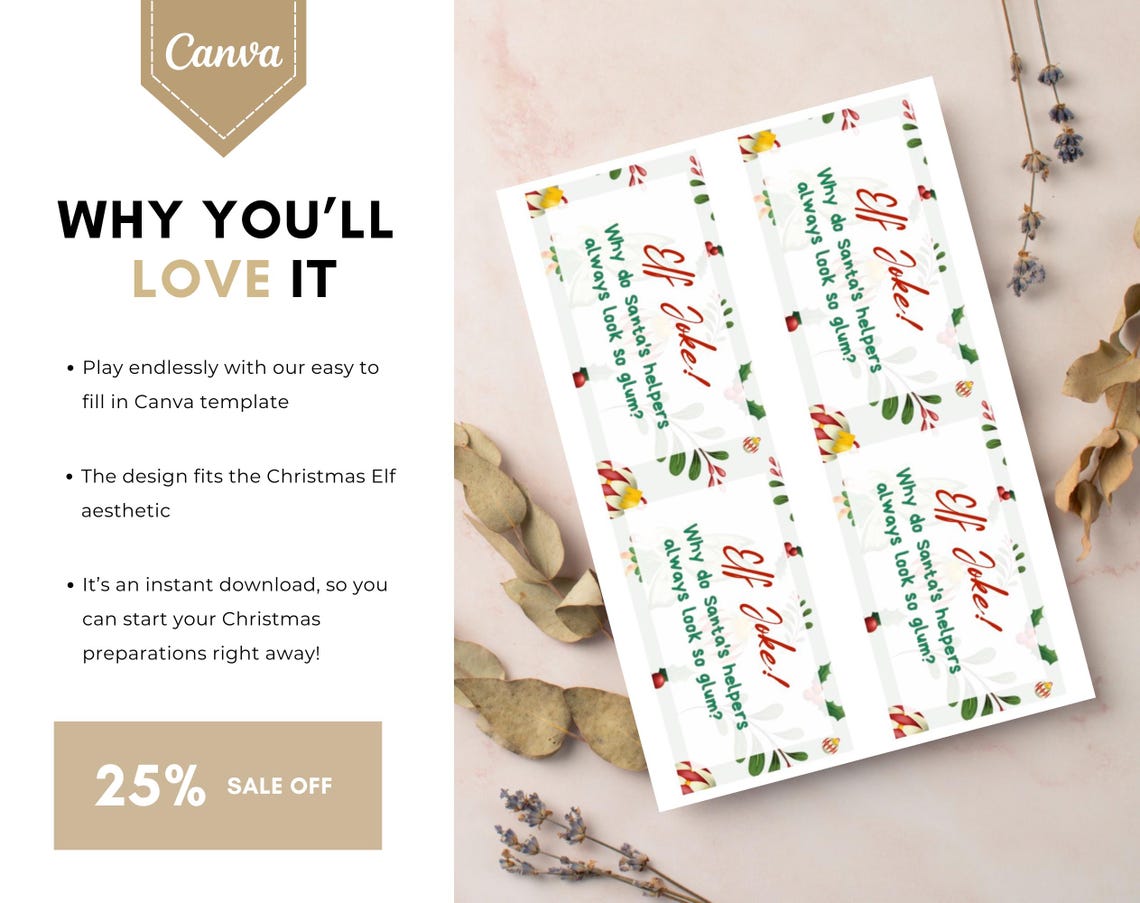Christmas Elf Lunch Box Jokes Printable | Editable Canva Template ...