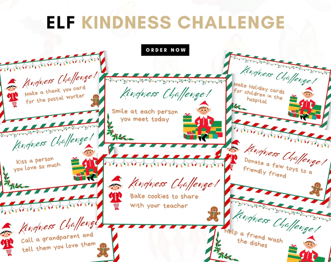 Elf Kindness Challenge | Daily Elves Activities | Christmas Printables ...