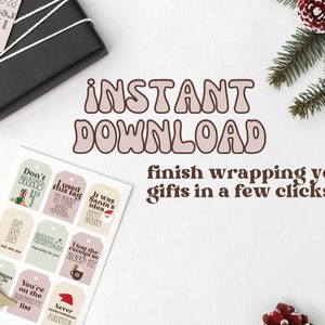 27 Printable Christmas Gift Tags Bundle | Funny Groovy Retro Holiday ...