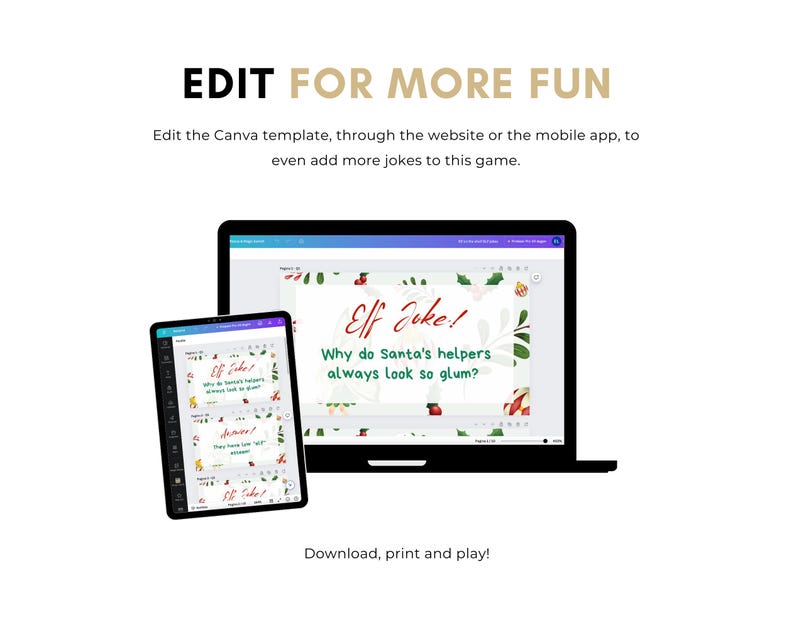 Christmas Elf Lunch Box Jokes Printable Editable Canva Template ...