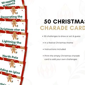 Christmas Charade Card Game Printable | 50 Charades Trivia Cards | Fun ...