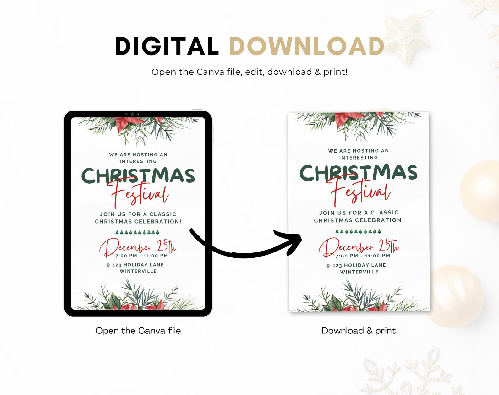 Christmas Flyer Invite | Xmas Giving Tree Fundraiser, Holiday Market ...