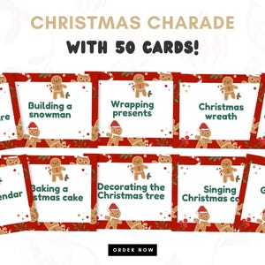 Christmas Charade Card Game Printable | 50 Charades Trivia Cards | Fun ...